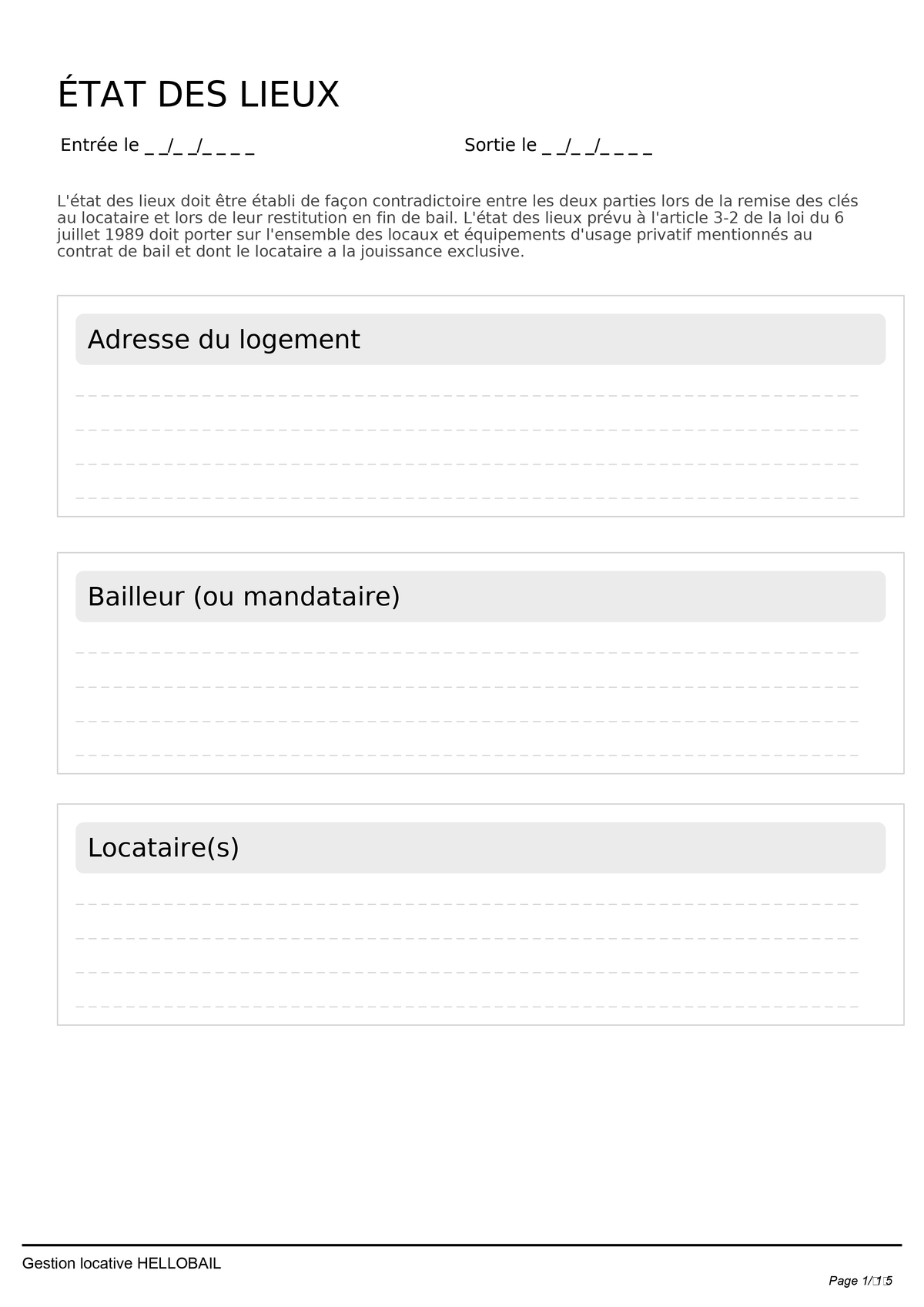 État des lieux d'entrée / sortie en ligne modèle PDF et WORD État des lieux d'entrée / sortie en ligne modèle PDF et WORD